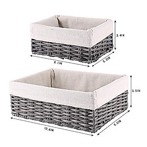 HOSROOME Handmade Wicker Baskets for Organizing Storage Basket Set Woven Decorative Organizing Nesting Baskets for Bedroom Bathroom(Set of 4,Grey)