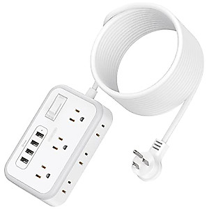 Power Strip Bundle, NTONPOWER Travel Power Strip with 3 Outlets 3 USB 5 ft, 25 ft Flat Plug Extension Cord with 6 Outlets 4 USB Ports, White