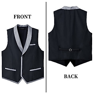 MAGE MALE Men's 2 Piece Suit Slim Fit Formal Business Vest Suit for Men Fashion Casual Wedding Waistcoat Pants Set Black