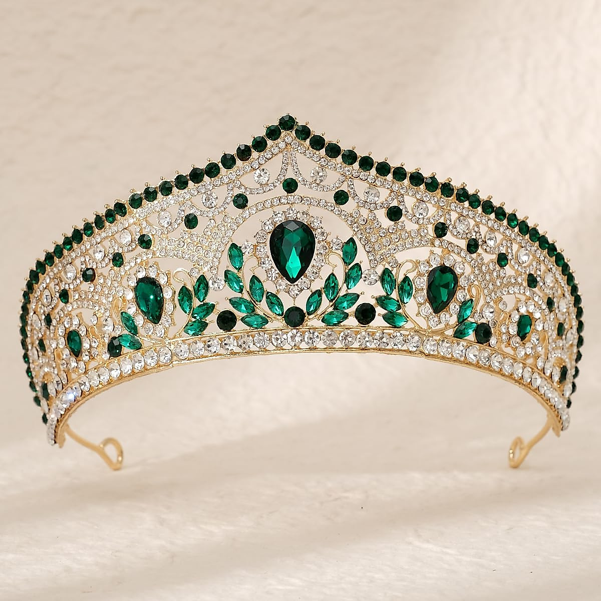 HEWEICSY Green Tiaras and Crowns for Women,Wedding Tiara for Bride,Rhinestone Queen Crown,Crystal Costume Hair Accessories for Birthday Prom