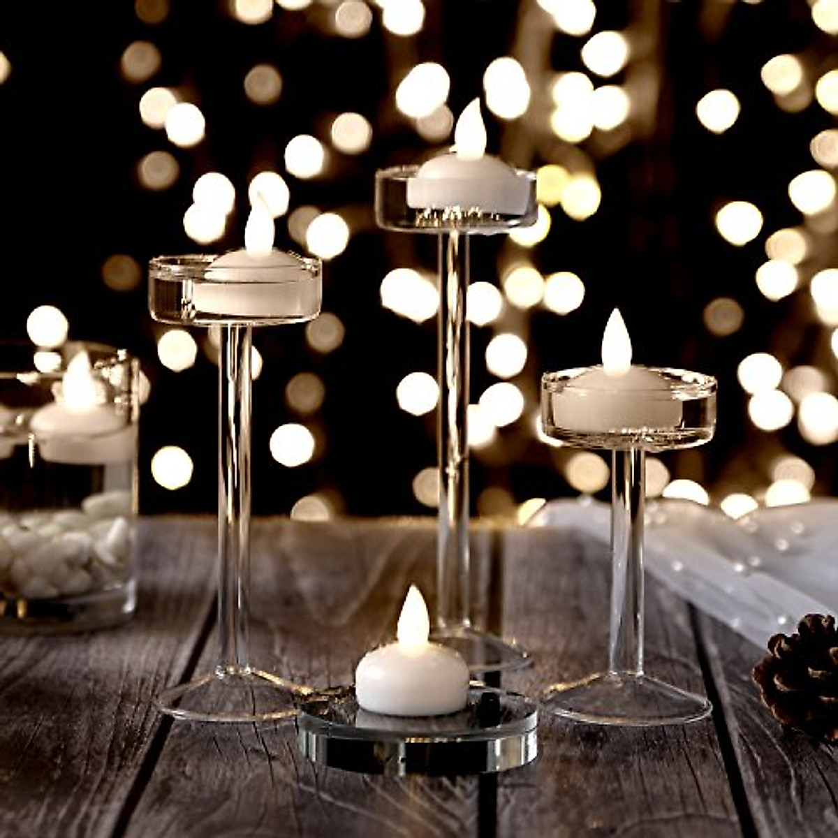 AGPTEK 12 PCS Waterproof Tea Lights, Battery Operated Flameless Floating Candles for Wedding Party Decoration - Warm White