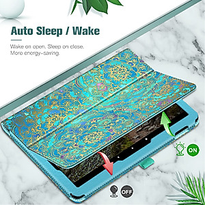 Fintie Folio Case for All-New Amazon Fire HD 10 and Fire HD 10 Plus Tablet (Only Compatible with 11th Generation 2021 Release) - Slim Fit Standing Cover with Auto Sleep/Wake, Shades of Blue