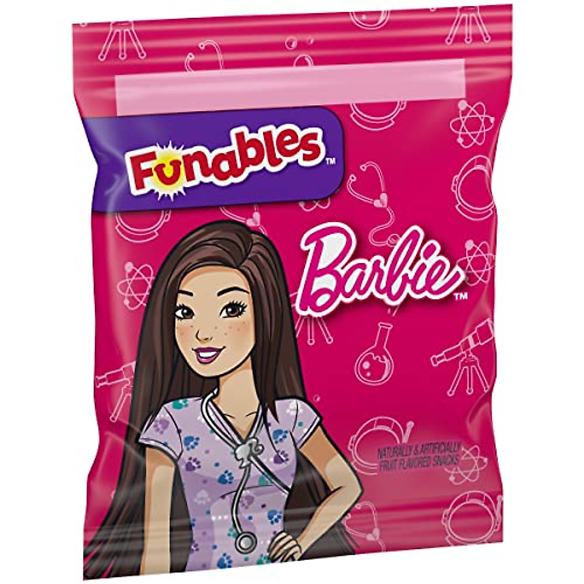 Funables Fruit Snacks, Barbie Shaped Fruit Flavored School Snacks, Pack of 10 0.8 ounce Pouches