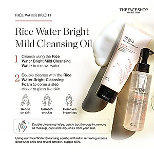 THE FACE SHOP Rice Water Bright Set - Cleanser 150ml + Light Cleansing Oil 150ml + Foam 100ml , 3 Count (Pack of 1)