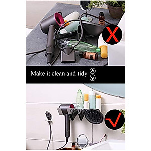 Hosoncovy Hairdryer Wall Mount Holder Stand Blow Dryer Rack Hook Organizer for for Dyson Supersonic Hair Dryer (Rose Gold)