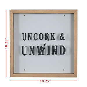 Foreside Home & Garden Uncork & Unwind Wooden Cork Holder Shadow Box, Brown