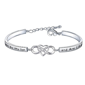 FEELMEM Daughter-in-Law Gift Bracelet You Were Hand Chosen by My Son and Are Like A Daughter to Me Gift for Daughter in Law(Bar bracelet silver)