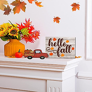 12 Pieces Fall Tiered Tray Decor Fall Wooden Signs Decor Set Include Pumpkin Gnome Truck Wood Sign Letter Sign Table Centerpieces for Thanksgiving Autumn Harvest Home Table Tiered Tray Decor