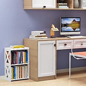 AGGICE Side Table, 3 Tier 2 Shelf Small Bookshelf Bookcase for Small Spaces, Bedside End Table Nightstand, Kids Book Storage Shelves for Bedroom Living Room Office, White