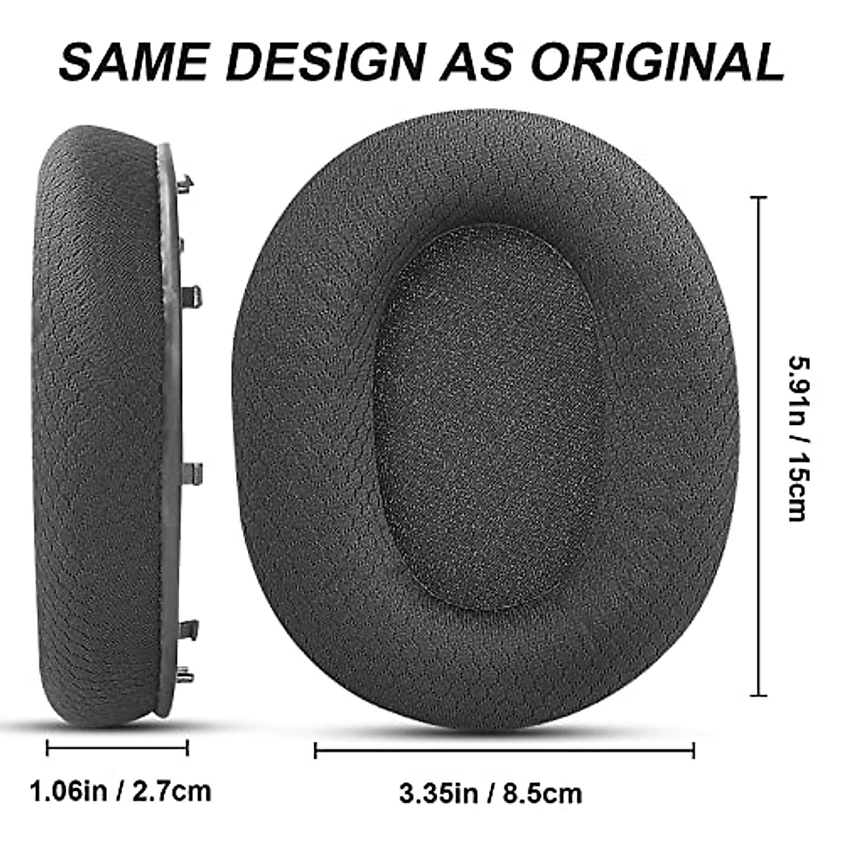 GVOEARS Replacement Ear Cushions for Razer BlackShark V2 / BlackShark V2 Pro Gaming Headset, Mesh Fabric Ear Pads Earmuffs Softer Memory Foam Noise-isolating Ear Cups Easy Installation