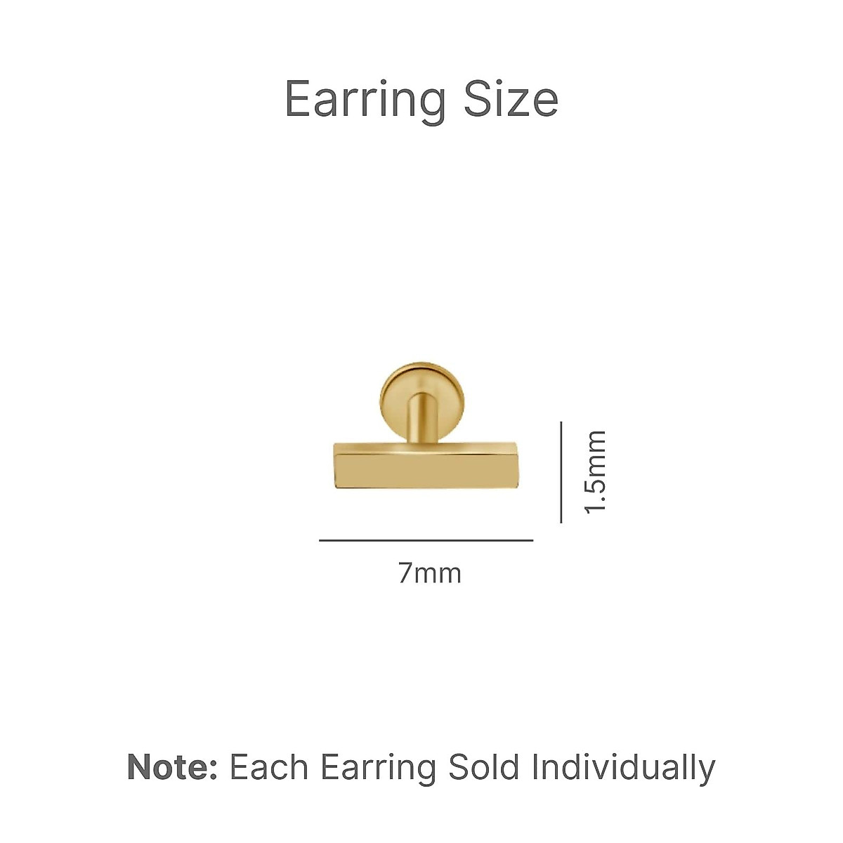 14K Solid Yellow Gold Bar Cartilage Stud Earring Lip Tragus Forward Helix Conch Ear Piercings Line Slim Bar Studs Flat Back Labret Internally Threaded Earring Jewelry For Men Women Hypoallergenic (Single Piece)