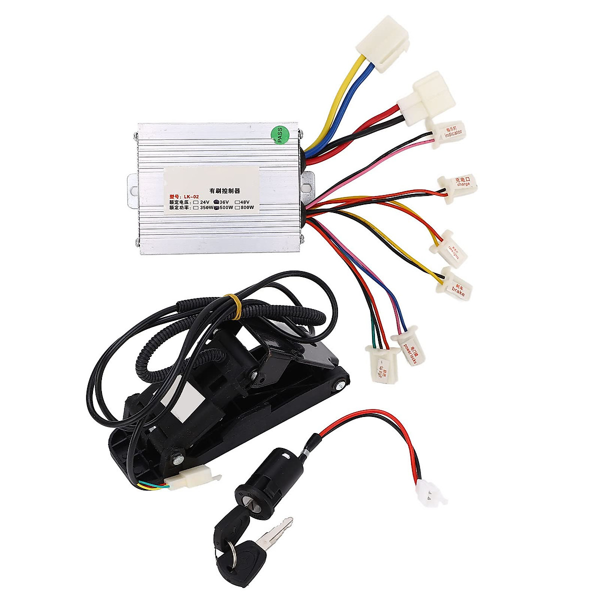 RiToEasysports 36V 500W Electric Controller Kit,Brush Speed Motor Controller with Throttle Pedal for Electric Motorcycle Tricycle