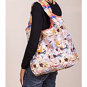 O-WITZ Reusable Shopping Bag, Ripstop, Folds Into Pouch, Dog