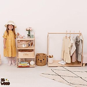 Personalized Small Clothes Rack for Hanging Clothes - Kids Dresser Dress Up Rack For Little Girls Clothing Rack for Kids Boys Toddler - Montessori Shelf Wardrobe Closet For Baby Clothes Kids Furniture
