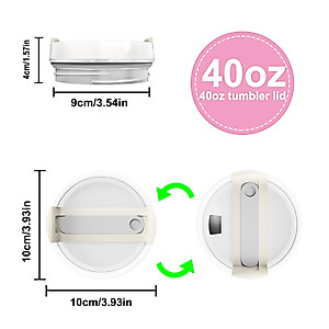 40 OZ Tumbler Lid Compatible for Stanley Quencher, 2 Pack Spill Proof Splash Resistant Stainless Steel Tumbler Covers Fit for Stanley and More Coffee (Light yellow-grey