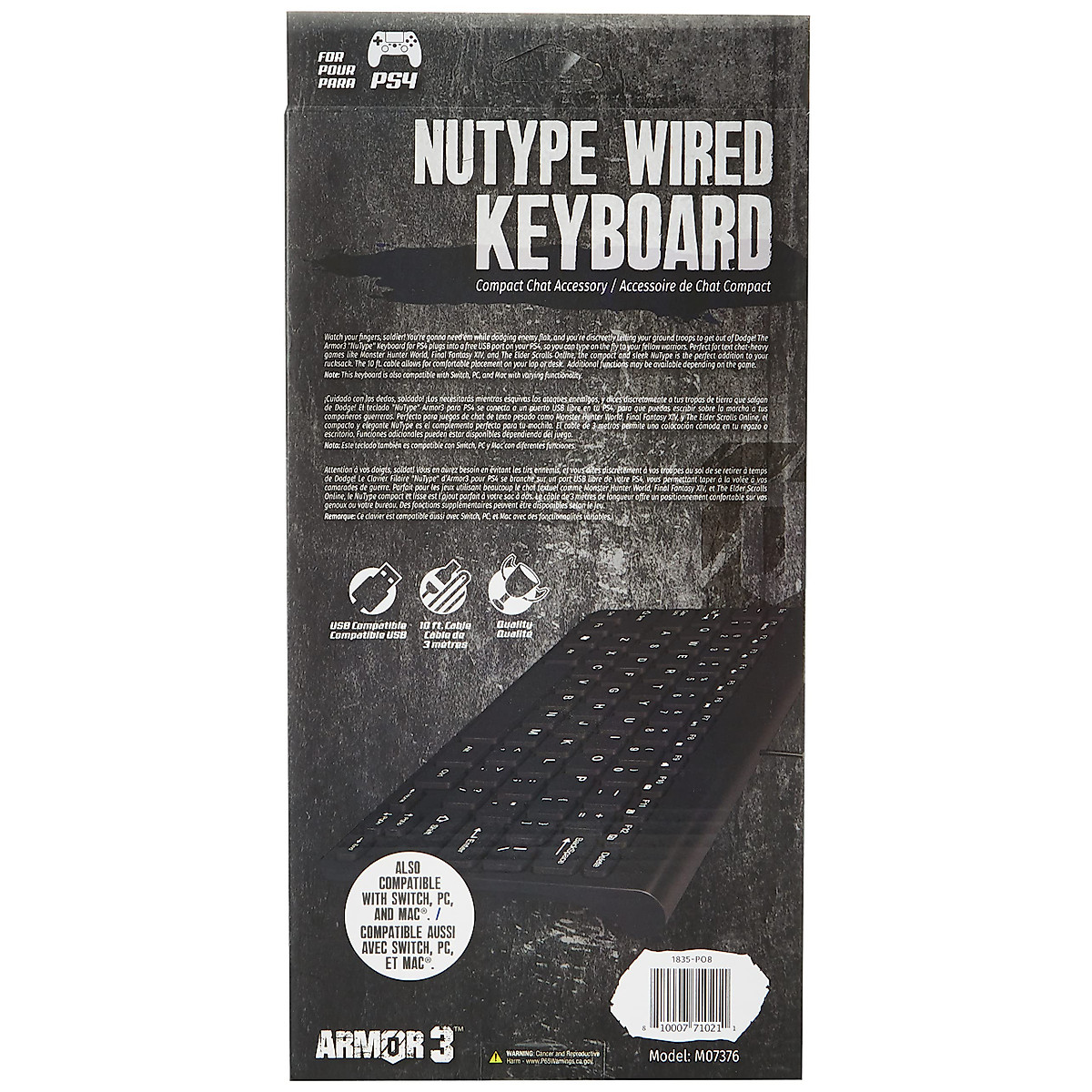 Armor3 "NuType" Wired Keyboard for PS4