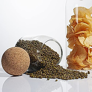 IVAILEX Glass Jars with Cork Lids, Candy Jar with Lid, Coffee jar for Counter, Cookie Jar with Airtight Lids, Clear Glass Jar for Candy, Tea, Coffee Bean, Sugar, Spices, Apothecary etc (450ml/15oz)