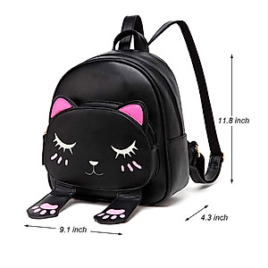 DIOMO Toddler Backpack for Girls Cartoon Kids Backpack Purse, Cute Cat Small Kawaii Preschool Backpack (Black)