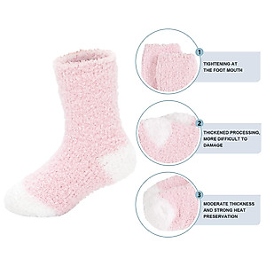 American Trends Toddler Fuzzy Socks Kids Slipper Socks for Girls Boys Baby Cozy Fluffy Warm Winter Socks 3 Pack Blue&& Green 3-6 Years