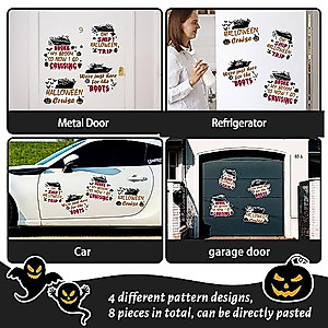 8 Pcs Halloween Magnetic Stickers Pumpkin, Ghost, Witch Hat, Bat, Skull Car Magnets for Halloween Decorations Cruise Door, Carnival Cruise Ships, Fridge, Garage Door