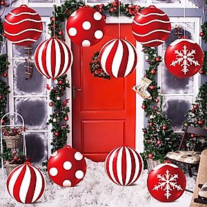 Jetec 10 Pcs Christmas Inflatable Balls Decorations 9 Inch PVC Inflatable Balls Winter Snowman Hanging Ornaments for Outdoor Garden Tree Party(Xmas Ball)