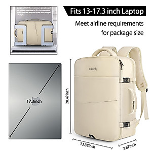 Travel Backpack for Men Women 17 Inch Flight Approved Carry on Backpack Waterproof Large 40L Luggage Daypack Business College Weekender Overnight Laptop Backpack with 3 Packing Cubes, Beige
