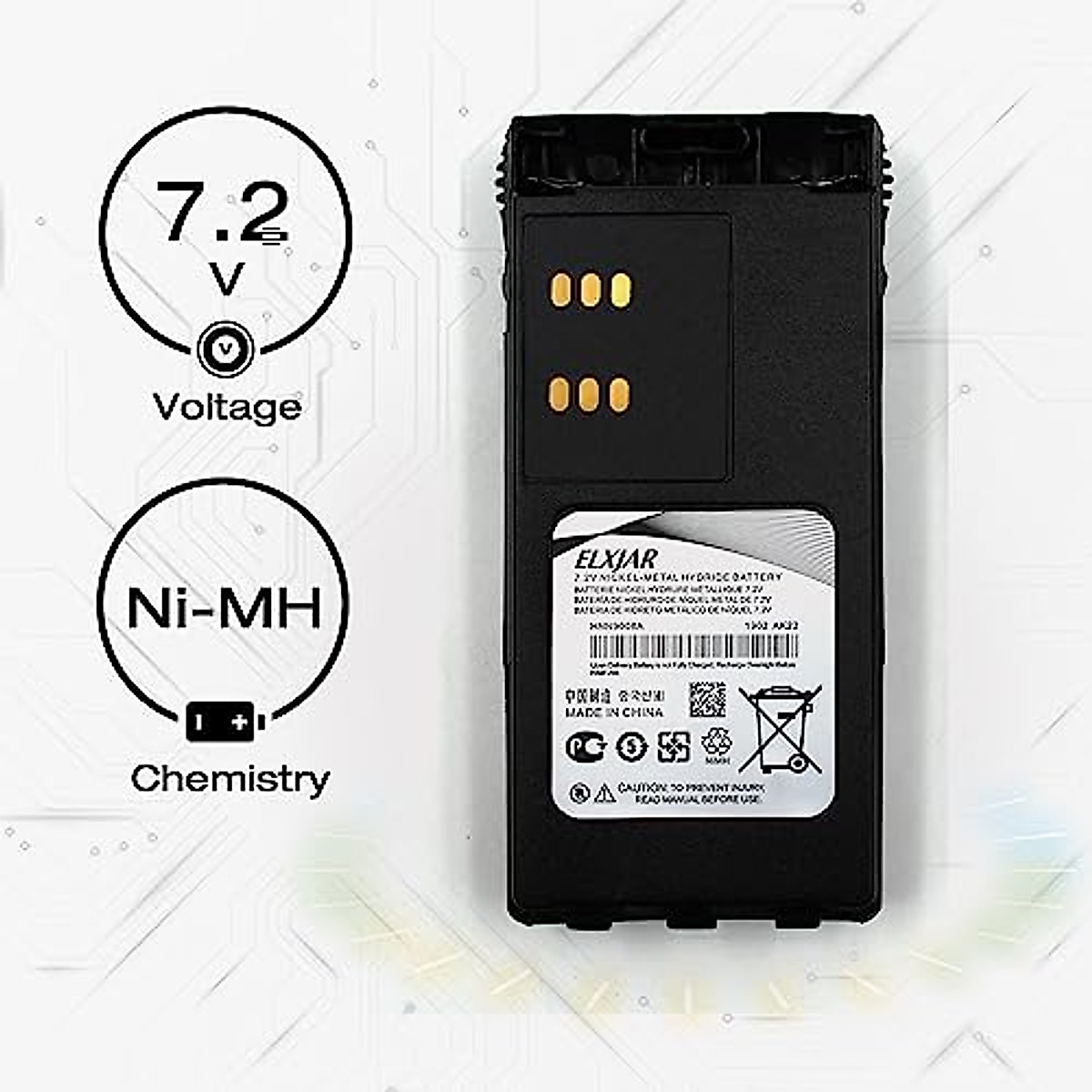 (2-Pack) 7.2V 2100mAh Ni-MH Battery HNN9008A Compatible for Motorola Radio HT750 HT1225 HT1250 HT1550 PR860 PRO5150 PRO7150 MTX850 MTX950 MTX8250 MTX9250 GP140 GP320 GP328 GP338 GP640 CP185 +Belt Clip
