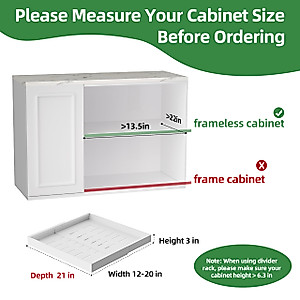 ALANSON 2 Pack Pull Out Cabinet Organizer 21 inch Deep,Expandable Pull out Drawers for Cabinets Adhesive with Film, No Drill Slide Out Drawers for Kitchen Cabinets