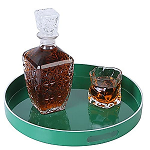 Zosenley Decorative Tray, Plastic Tray with Handles, Modern Vanity Tray and Serving Tray for Ottoman, Coffee Table, Kitchen and Bathroom, Size 13" (Emerald)