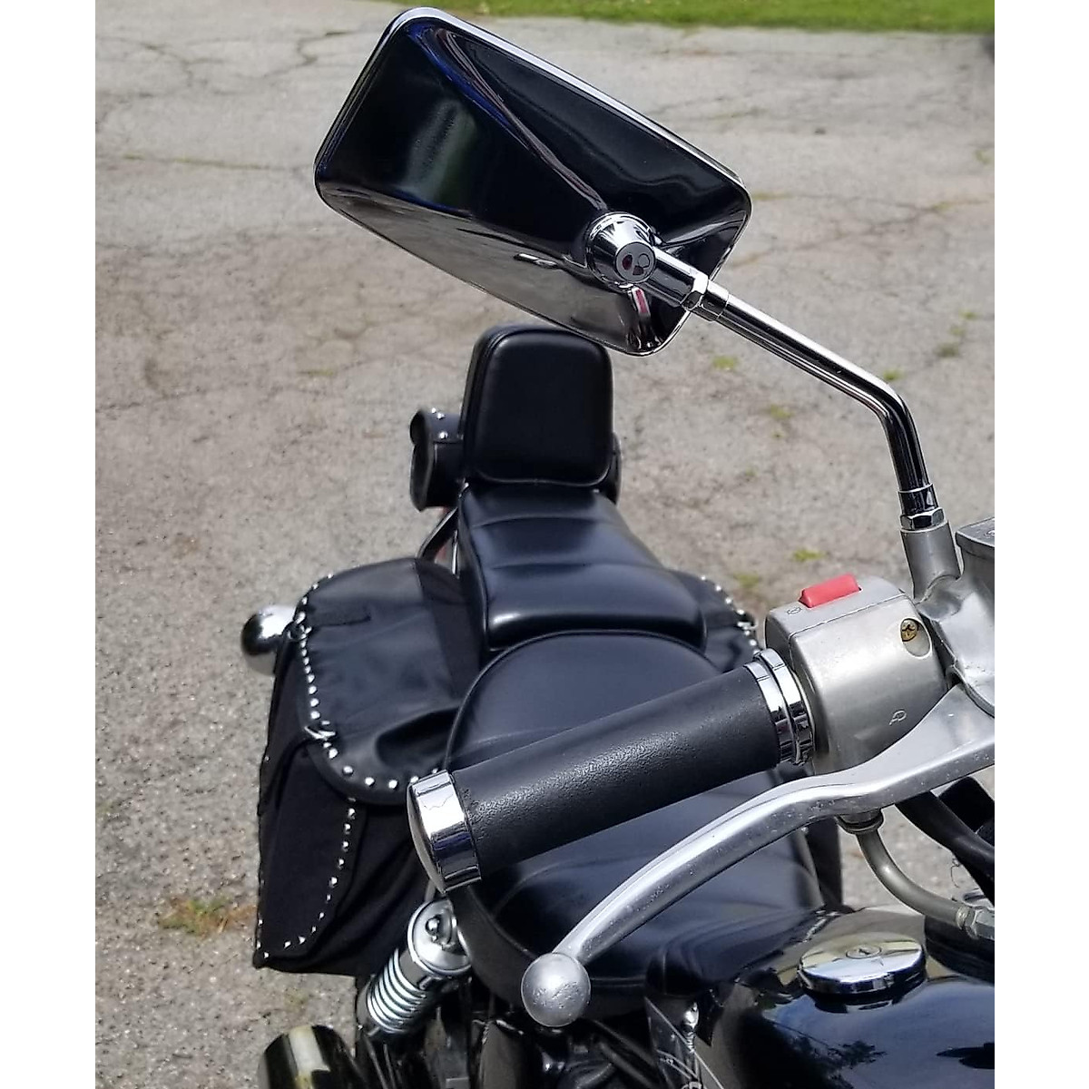 10 mm Bolt Chrome Motorcycle Universal Handlebar Rear view Side Mirrors for Harley Kawasaki Suzuki Aprilia Street Bike Cruiser Scooter Mirror SIZE:125mm X 70mm