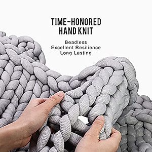 Uttermara Knit Weighted Blanket 15 Pounds 48x72 Inches, Weighted Blankets Knitted, Grey + Blanket Hoodie Women and Men with Giant Front Pocket Elastic Sleeve, Gray