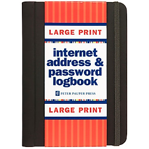 Large Print Internet Address & Password Logbook (removable cover band for security)