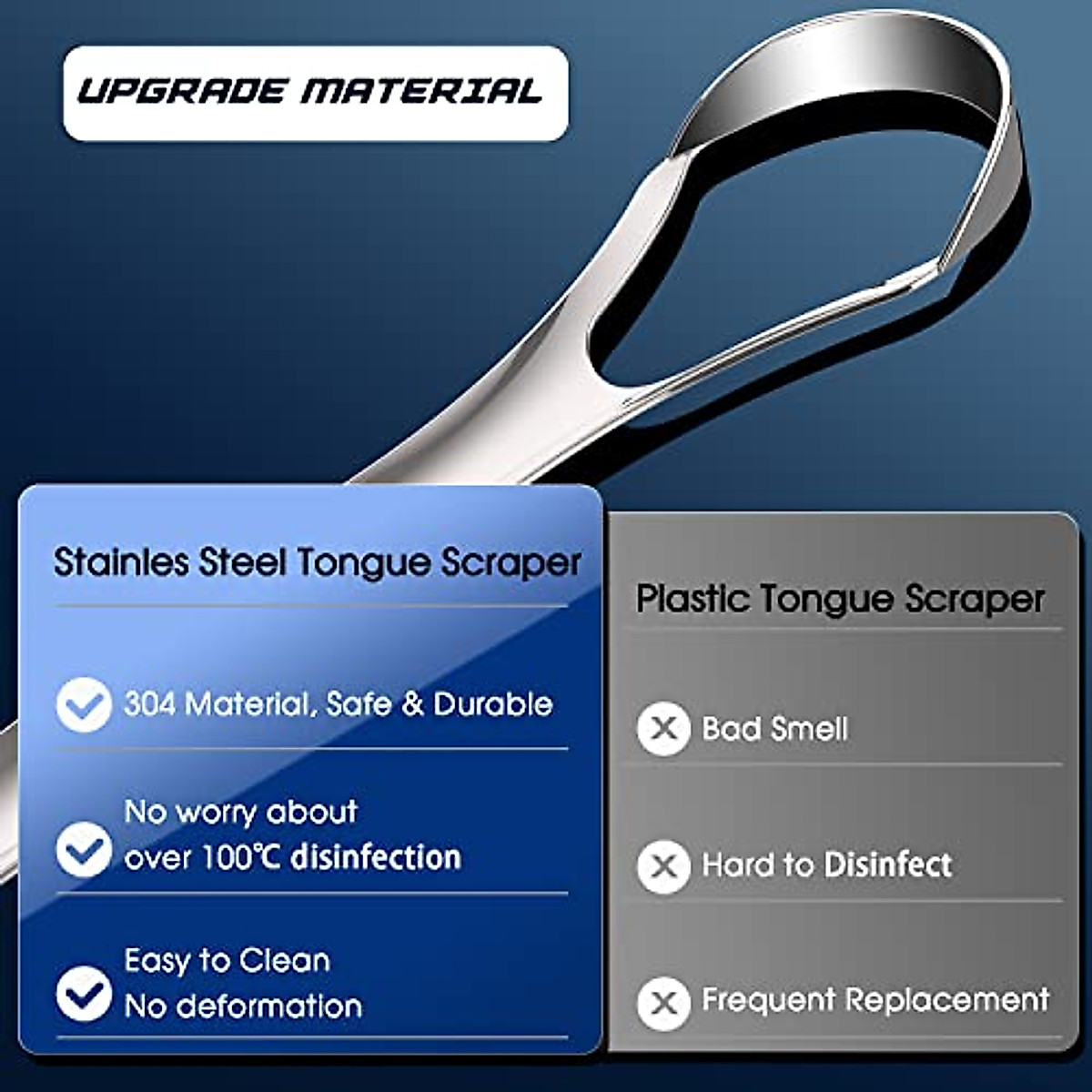 Kotomotoy Tongue Scraper (4 Pack) with Travel Case, Tongue Scraper for Adults, Fight Bad Breath, Medical Grade 100% Stainless Steel Tongue Cleaners For Oral Care, Professional Tongue Brush