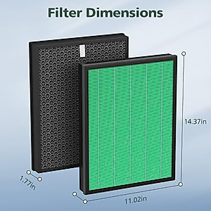 400/400S Replacement Filter for Coway Airmega Max2 400 400S 400(G) 400S(G) Air Purifier, Max2 Green True HEPA and Active Carbon Filter Set, AP-2015-FP, 1 Set