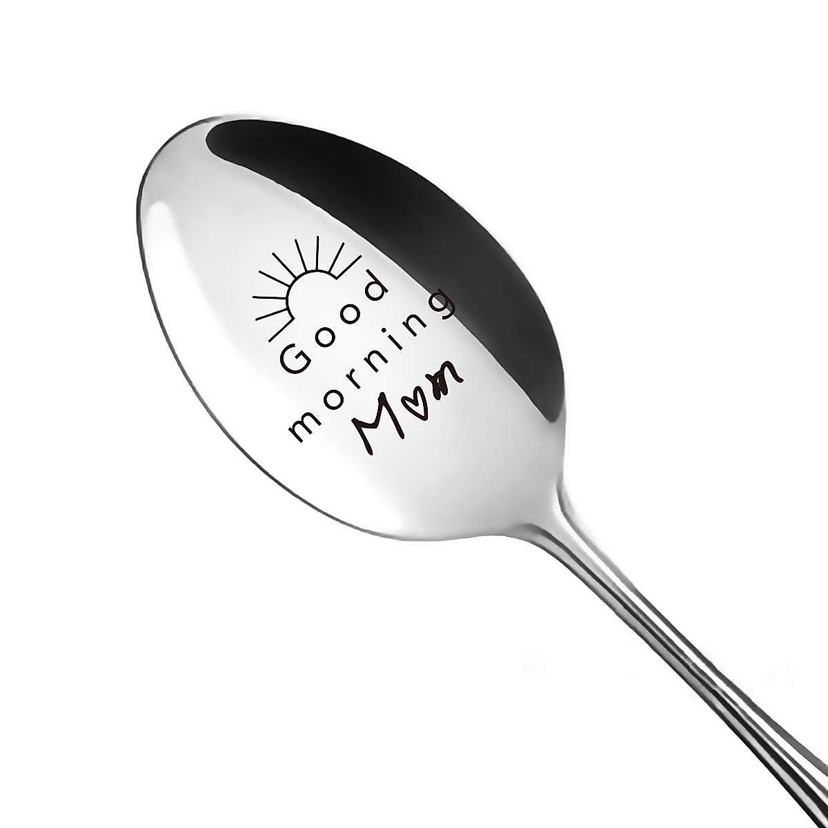 Best Mom Gifts - Good Morning Mom Spoon - Funny Mom Spoon Engraved Stainless Steel - Tea Coffee Spoon - Mom Gift from Daughter Son Husband - Perfect Mother's Day/Birthday/Christmas Gifts