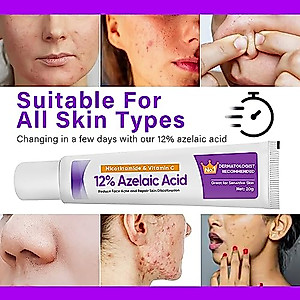 Azelaic Acid 12% Facial Serum,Skin Brightening Hyaluronic Acid and Niacinamide, Redness Relief, Fade and Repair Dark Spots