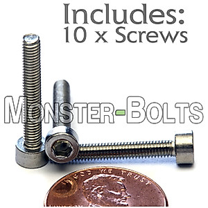 MonsterBolts - M3 x 20mm Socket Head Screws, DIN 912, A2 Stainless Steel, 10 Pack