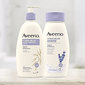 Aveeno Stress Relief Moisturizing Body Lotion with Lavender Scent, Natural Oatmeal to Calm & Relax, Non-Greasy Daily Stress Relief Lotion, 12 fl. oz