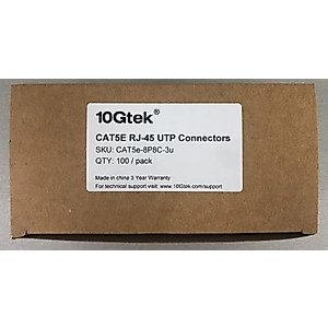 CAT5E RJ-45 UTP Connectors, RJ-45 Crimp Ends 8P8C Network Modular Plugs with Flexible Latch, 100-Pack