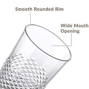 Cupture Diamond Plastic Tumblers BPA Free, 24 oz/14 oz, 8-Pack (Clear)