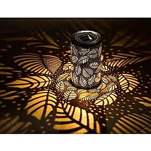 TAKE ME Solar Lantern Outdoor Waterproof Garden Hanging Lights Metal Leaf Pattern Lights for Garden Gifts Mother's Day Gift (Leaf.)