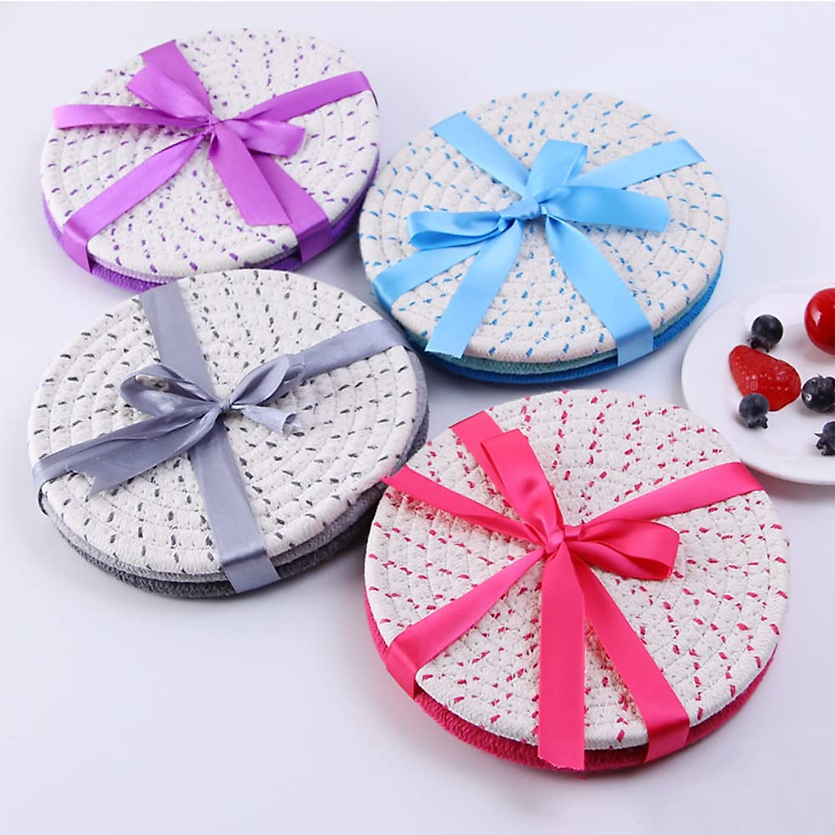 ELANE 6 Pcs Cotton Hot Pads Pot Holders for Kitchen Heat Resistant,Kitchen Hot Pads for Table，7 inch