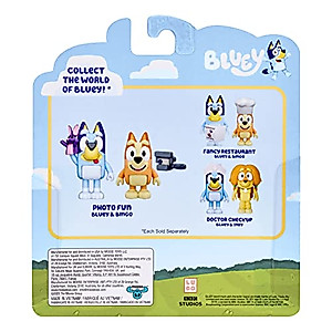Bluey and Bingo Photographer 2 Figure Playset Pack Articulated 2.5 Inch Action Figures Includes Toy Bob Bilby Puppet and Camera Official Collectable Toy