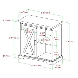 BOWERY HILL 32" Rustic Farmhouse Buffet Accent Cabinet - Gray Wash