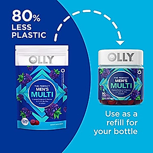 OLLY Men's Multivitamin Gummy, Immune Support, Vitamins A, C, D, E, B, Lycopene, Zinc, BlackBerry, 60 Day Supply - 120 Count