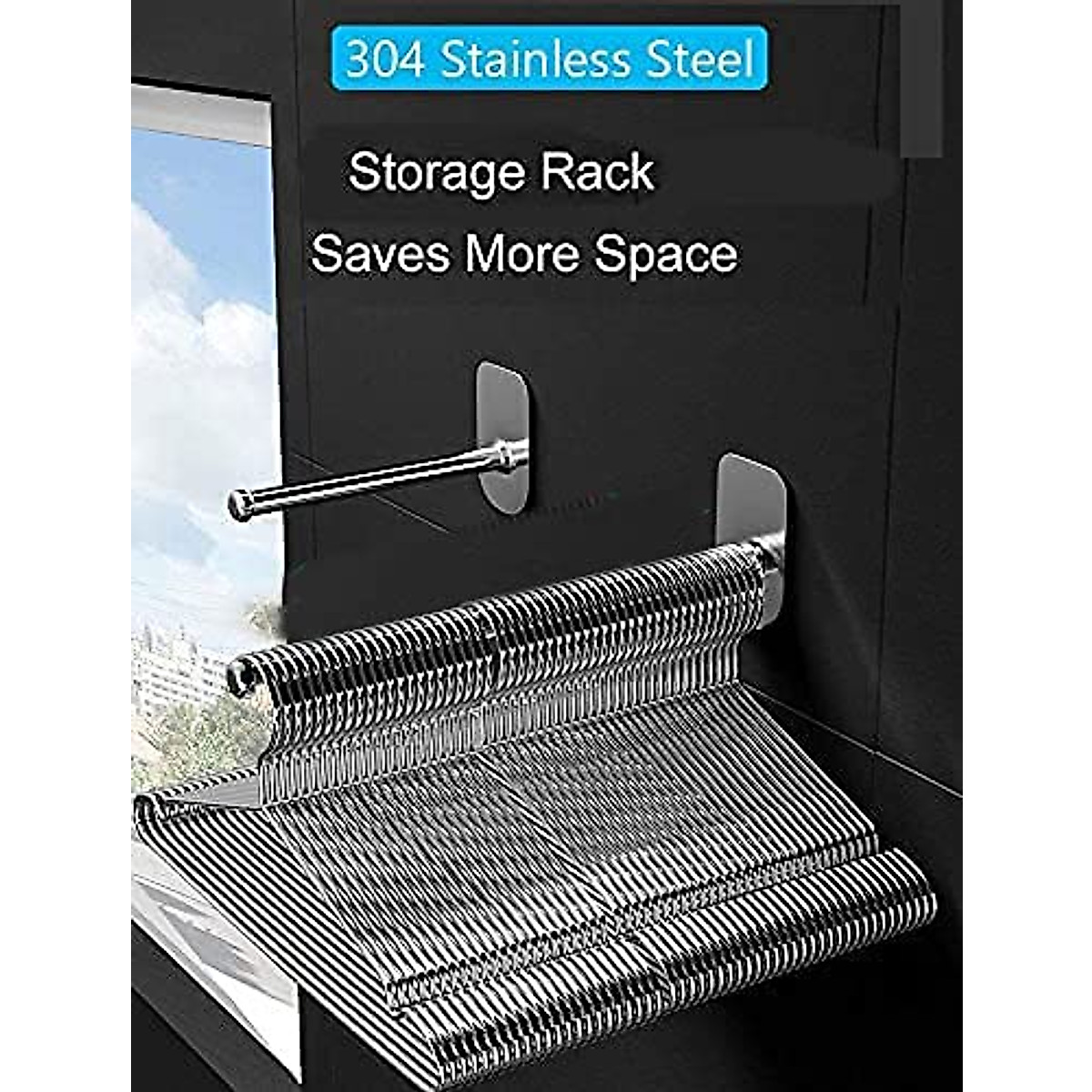 XINYUWIN Stainless Steel Clothes Hanger Storage Rack Organizer Wall Mount Adhesive OR Drilling Installation
