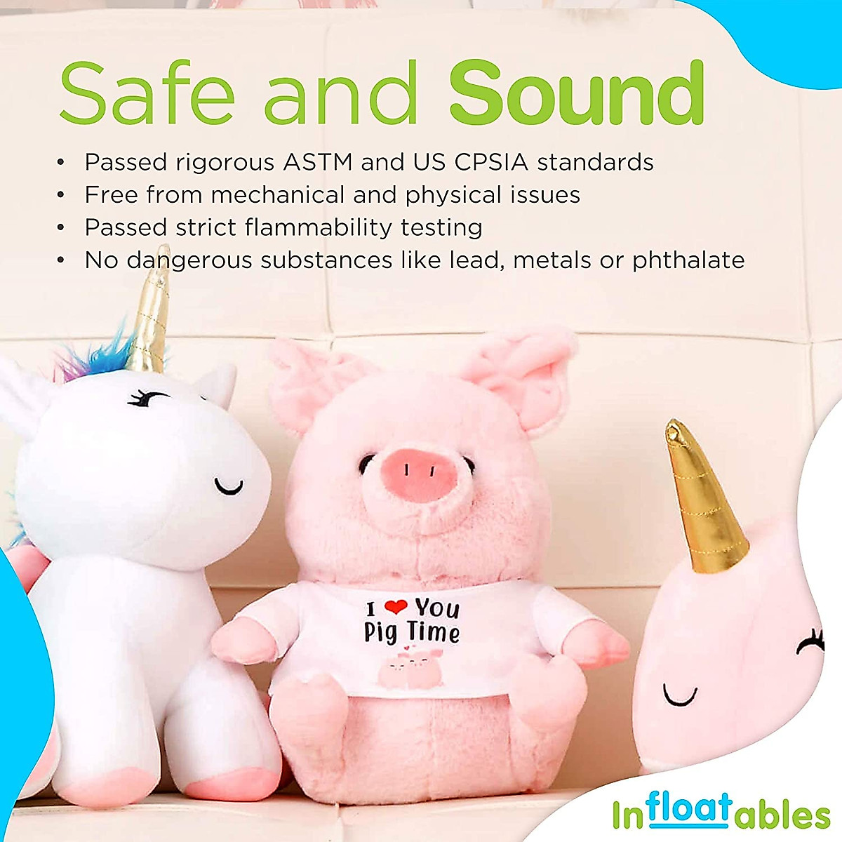 infloatables Pig Stuffed Animal, 12 Inches Pig Plush, Pink Stuffed Pig, Cute Pig Toy for Girls & Boys with I Love You Shirt, Stuffed Pig with Customizable Birth Certificate, Cuddly Piggy Plush