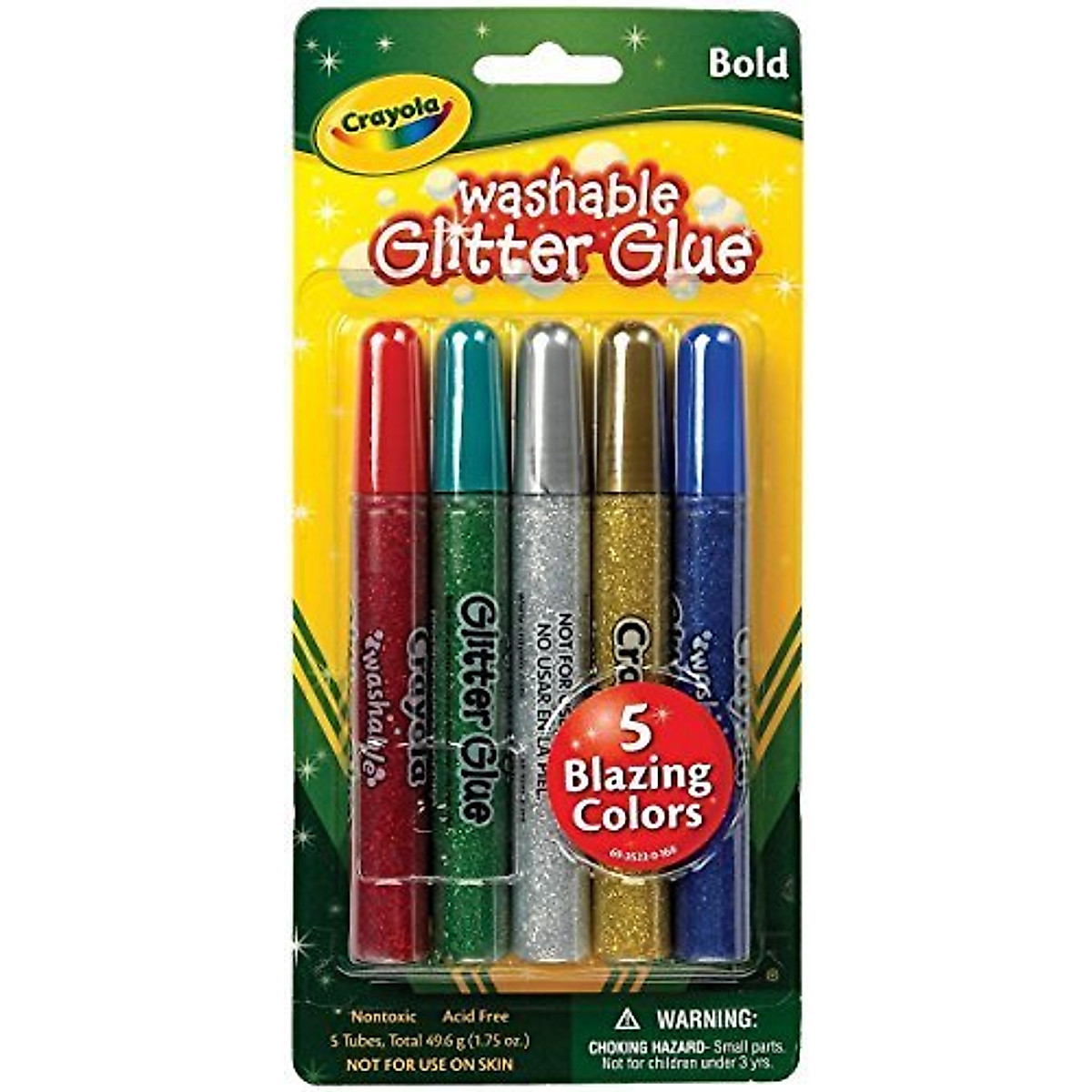 Crayola Washable Glitter Glue, Bold Blazes, Colors may vary, 5 Count, 1.75 oz