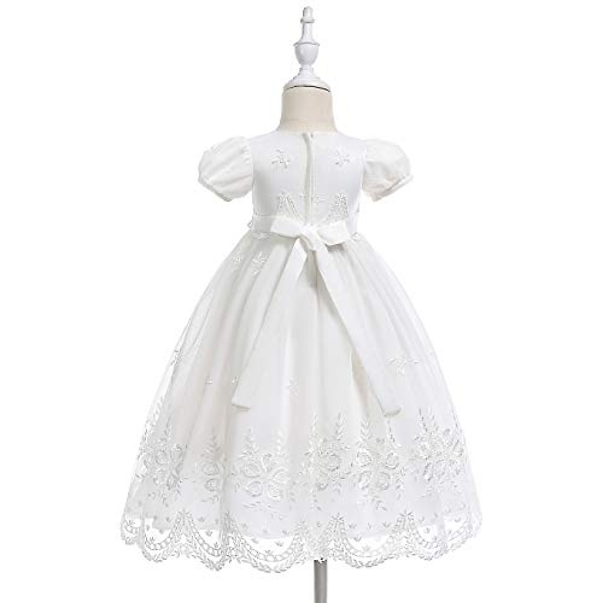Meiqiduo Baby Girl Christening Dress Baptism Gowns Princess Wedding Party Formal Dresses (3M/0-6Months, Ivory)