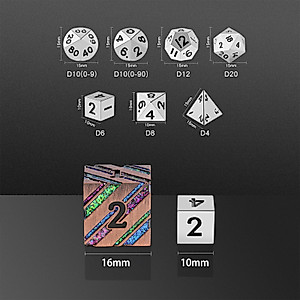 Metal DND Dice Mini,DNDND 10mm Metallic D&D Dice Set with Gorgeous Gift Dice Box for Dungeons and Dragon D&D Game (Silver with Black Num)